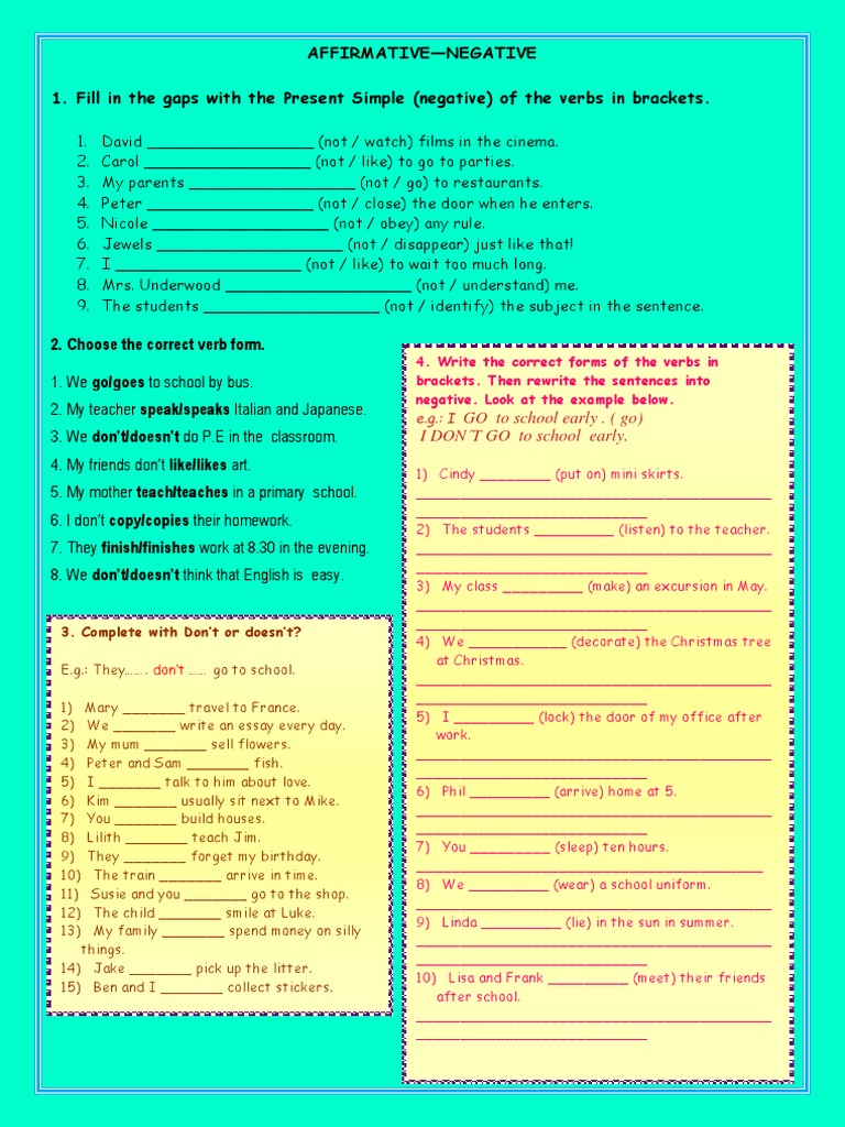 Affirmative Negative Practice | PDF | Language Mechanics | Syntax