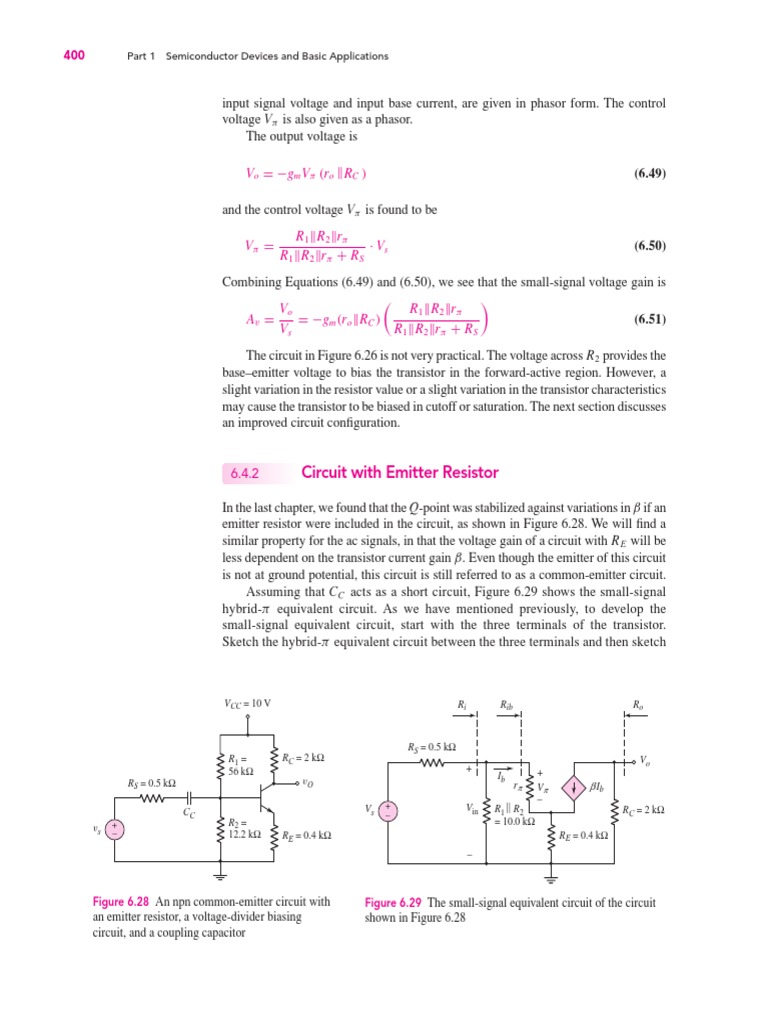 CE Amplifier With Emitter Resistor - From Microelectronics Circuit ...