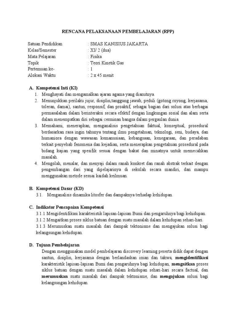 RPP 1 (Tektonisme), Instrumen Evaluasi, LKPD | PDF