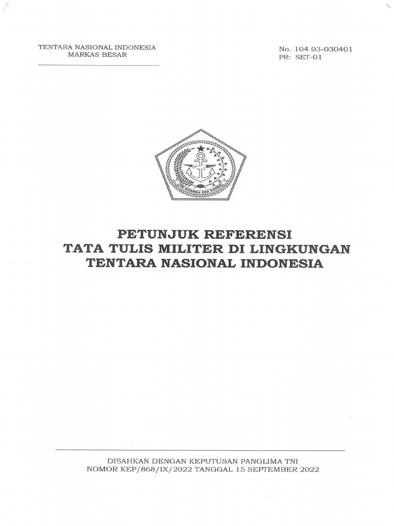 Kep 868 Jukref TTM Tni 2022 | PDF