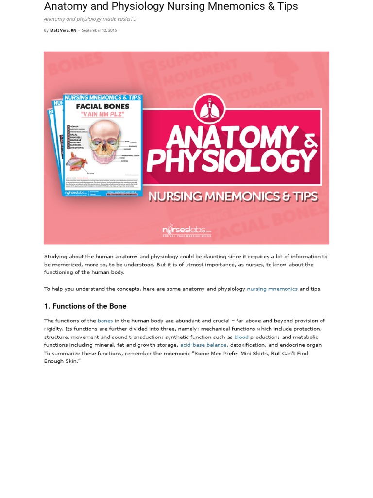 Anatomy and Physiology Nursing Mnemonics & Tips | PDF | Epithelium | Tissue (Biology)