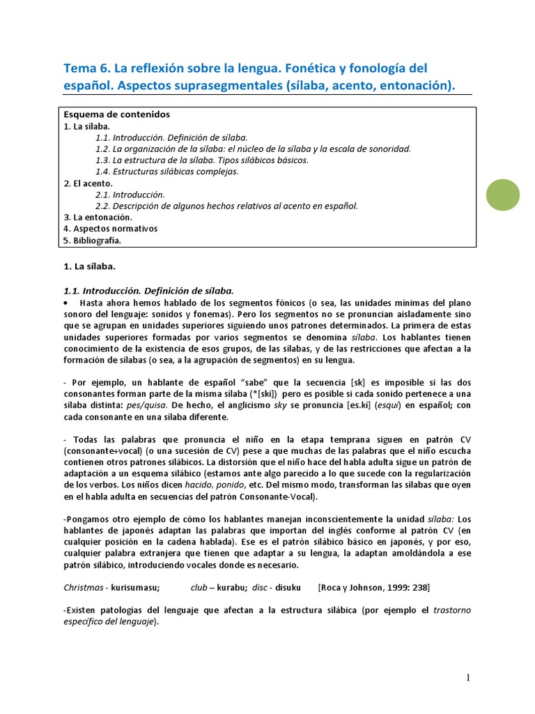Unidad 4 La Silaba en Castellano | PDF | Sílaba | Palabra