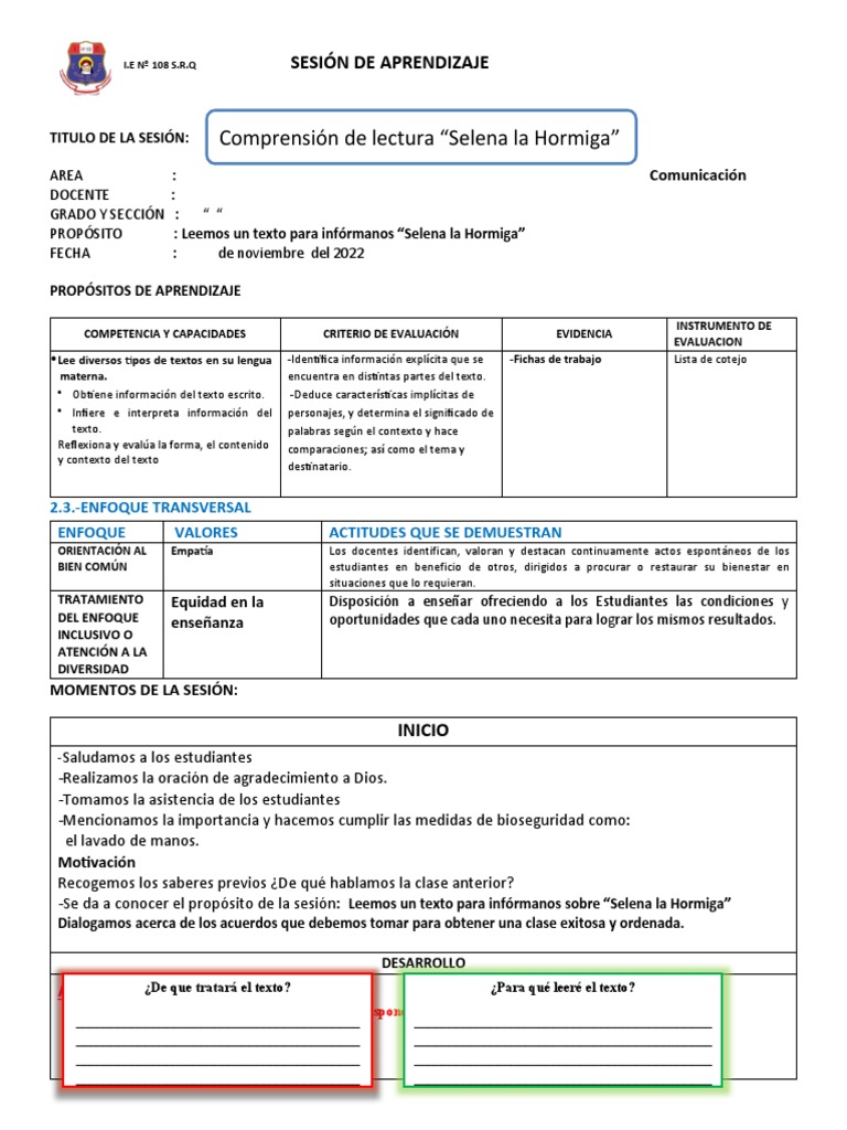 SESION DE COMUNI 21 Nov | PDF | Evaluación | Cognición SESION DE COMUNI 21 Nov | PDF | Evaluación | Cognición