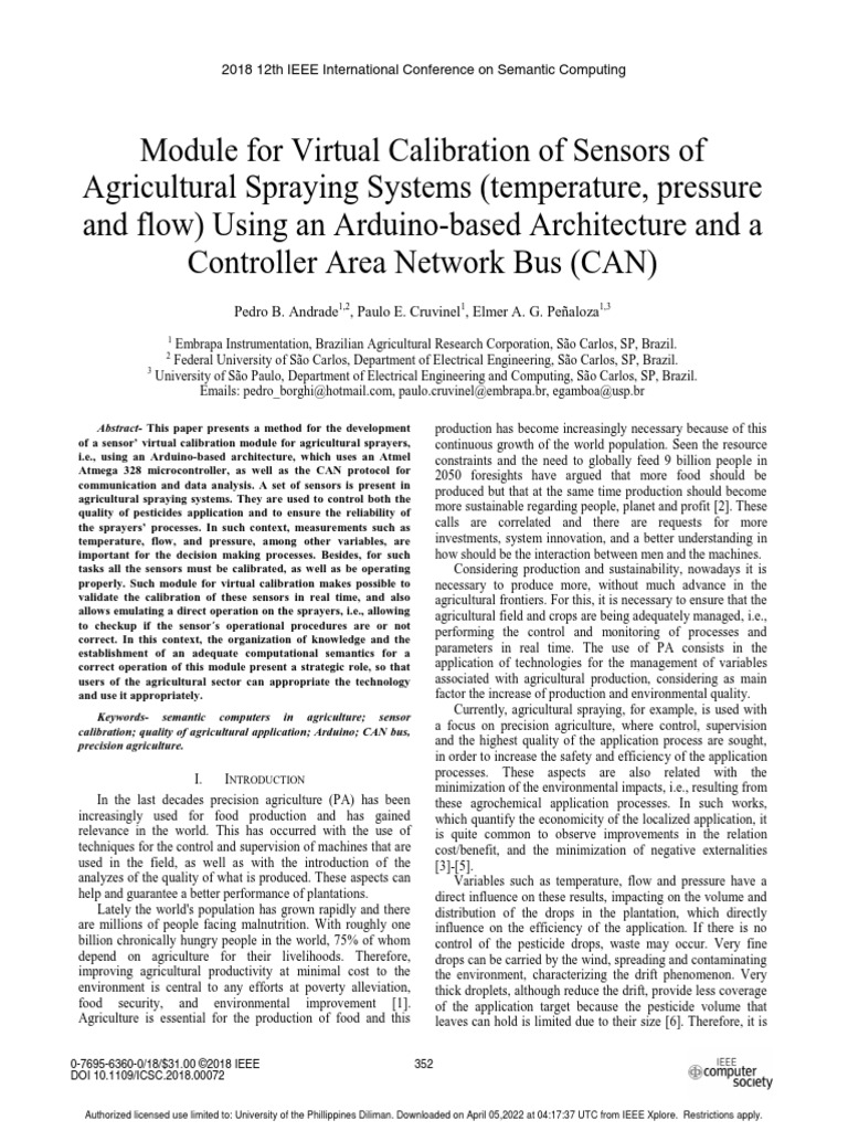 Module For Virtual Calibration of Sensors of Agricultural Spraying ... Module For Virtual Calibration of Sensors of Agricultural Spraying ...