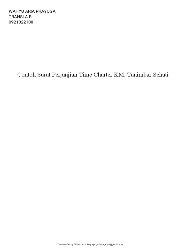 WAHYU ARIA P Contoh Time Charter | PDF | Bisnis