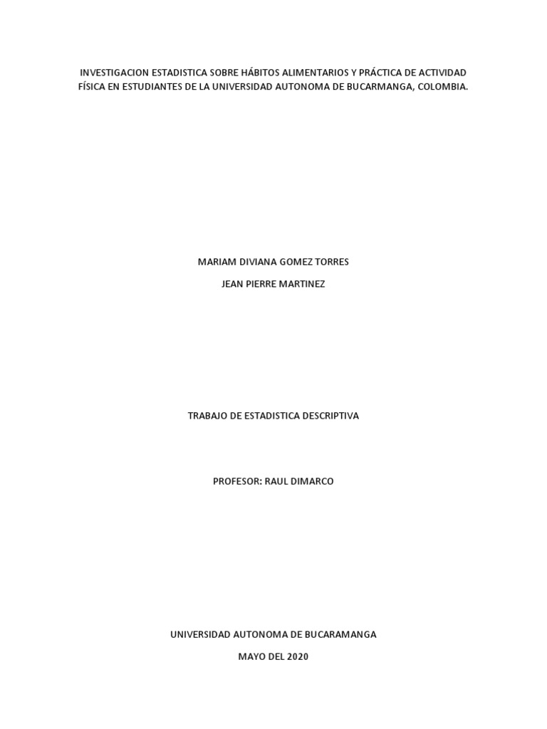 Proyecto Final Estadistica | PDF