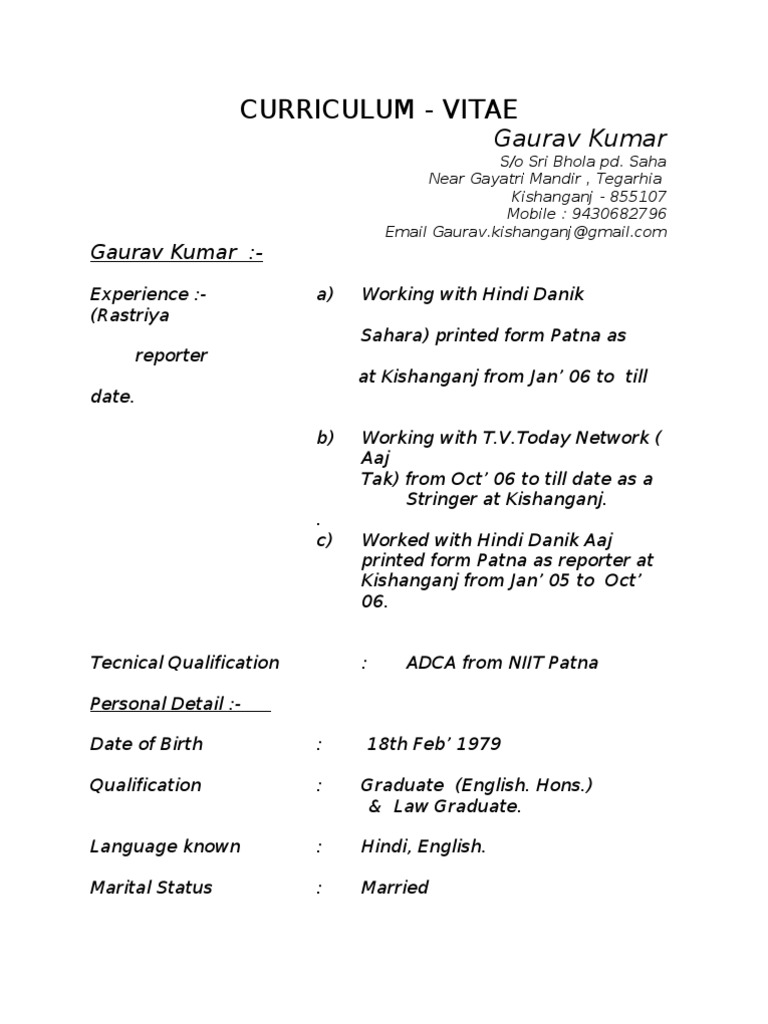 Gaurav Kumar's Professional CV | PDF