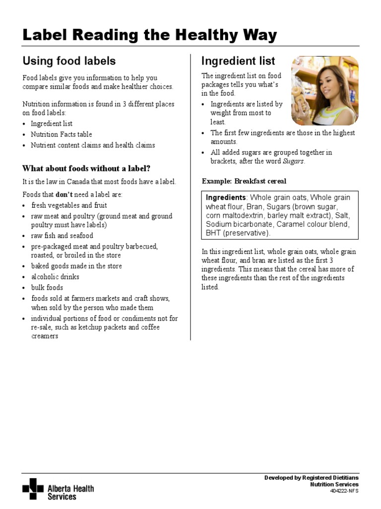 Label Reading | PDF | Nutrition Facts Label | Food And Drink