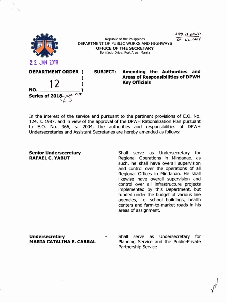DPWH D.O. 12 S. 2018 | PDF | Economies | Government DPWH D.O. 12 S. 2018 | PDF | Economies | Government