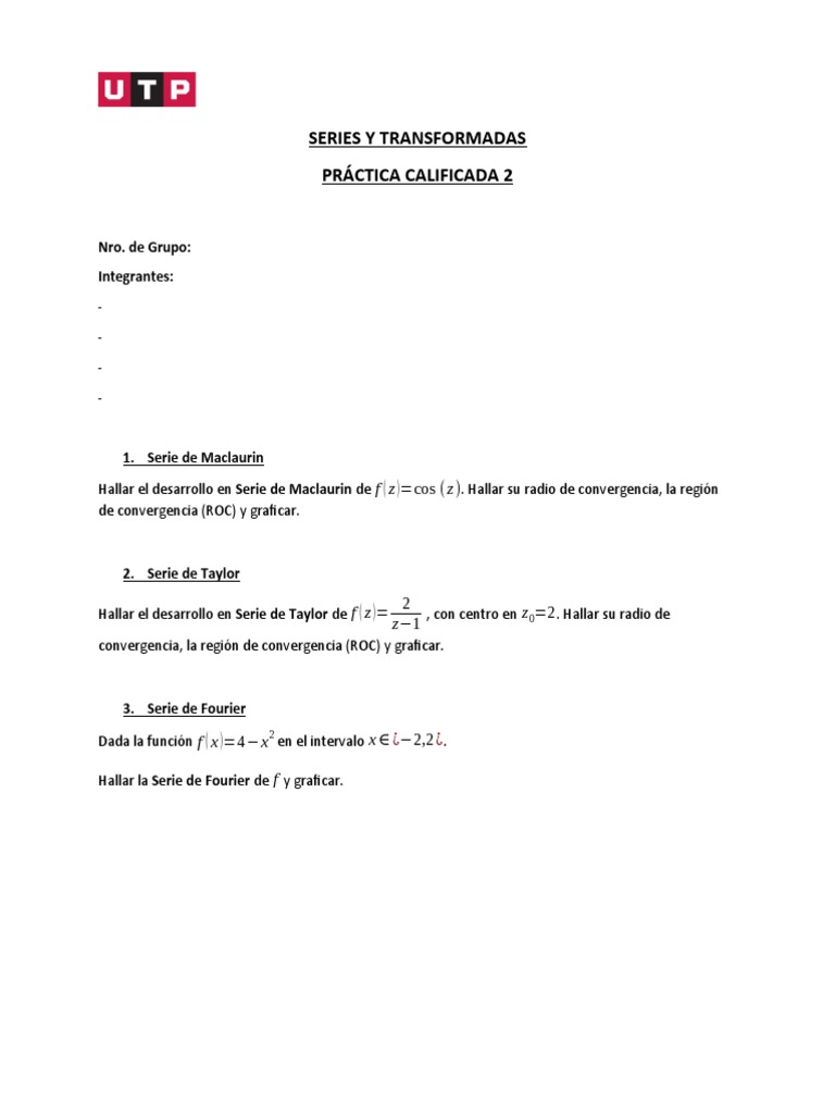 Practica Calificada 2 - SERIES Y TRANSFORMADAS | PDF