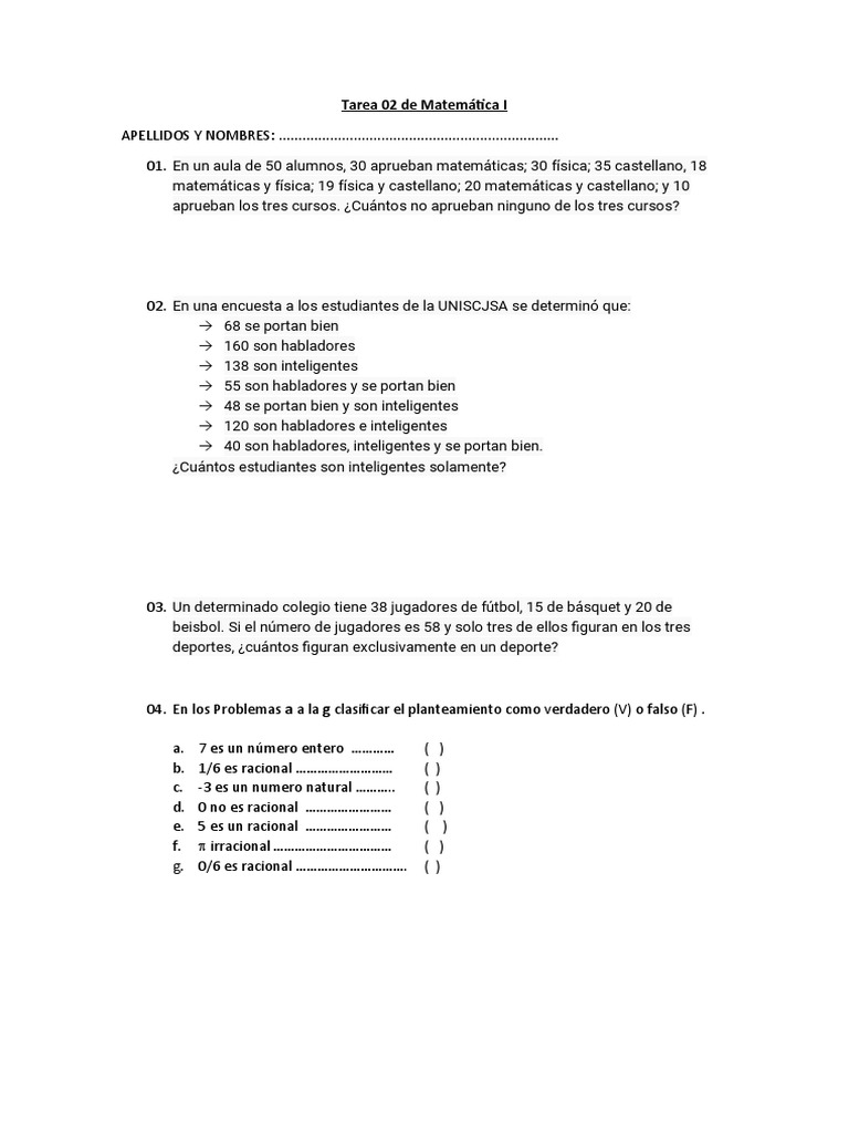 Tarea 02 de Matematica | PDF