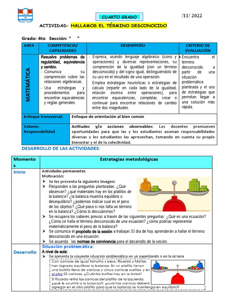 Hallamos el Término Desconocido en Matemáticas | PDF | Relaciones ...