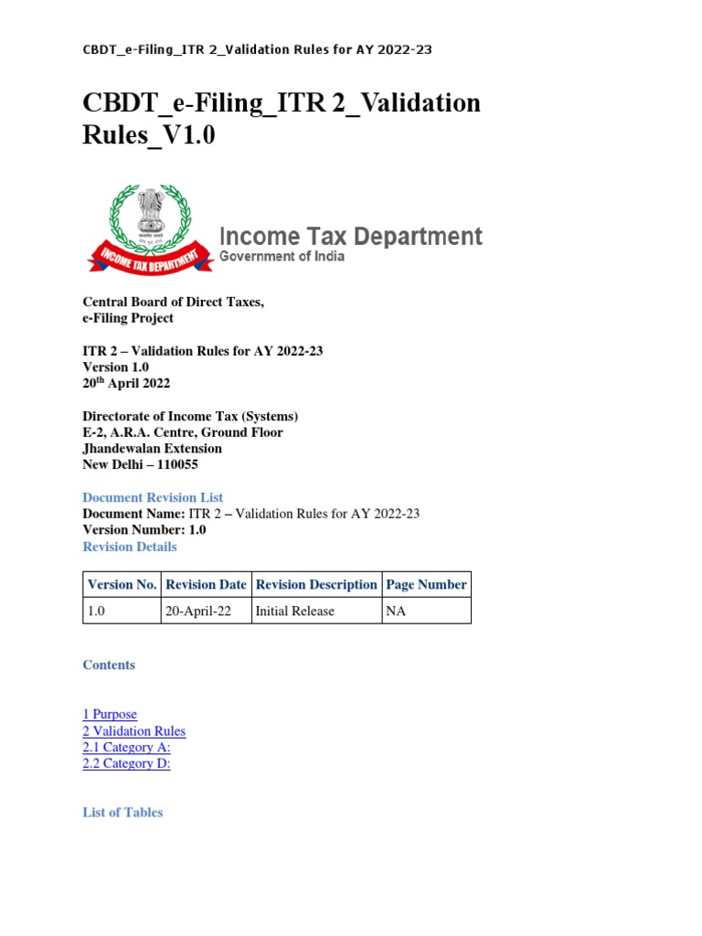 ITR 2 Validation Rules AY 2022-23 | PDF | Capital Gains Tax | Alternative Minimum Tax