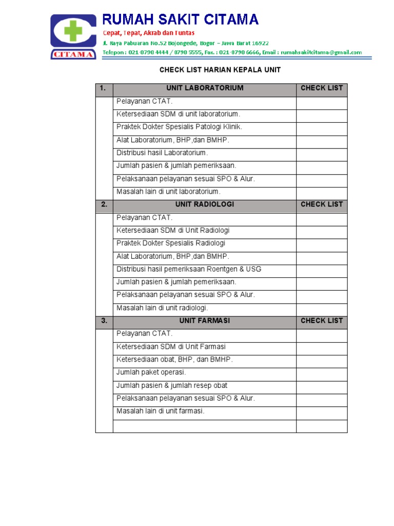 Check List Lab | PDF