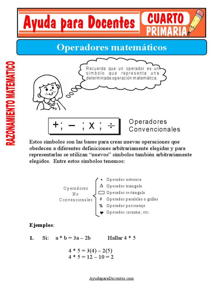Los Operadores Matematicos para Cuarto de Primaria | PDF