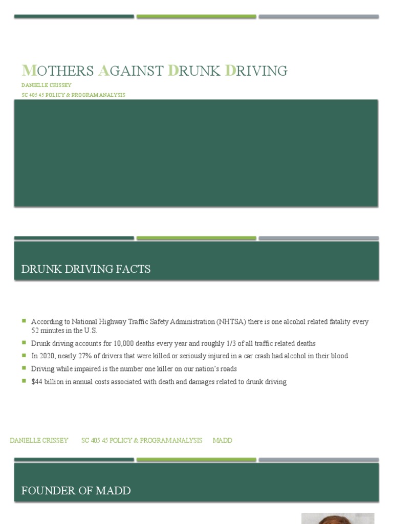 Mothers Against Drunk Driving - D Crissey | PDF | Driving Under The Influence | Crimes