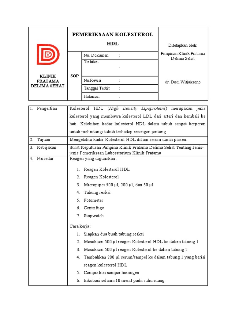 Pemeriksaan Kolesterol HDL | PDF