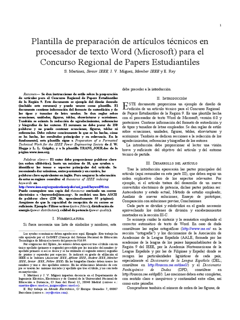 Plantilla Modelo Ieee | PDF | Corriente eléctrica | Inductor