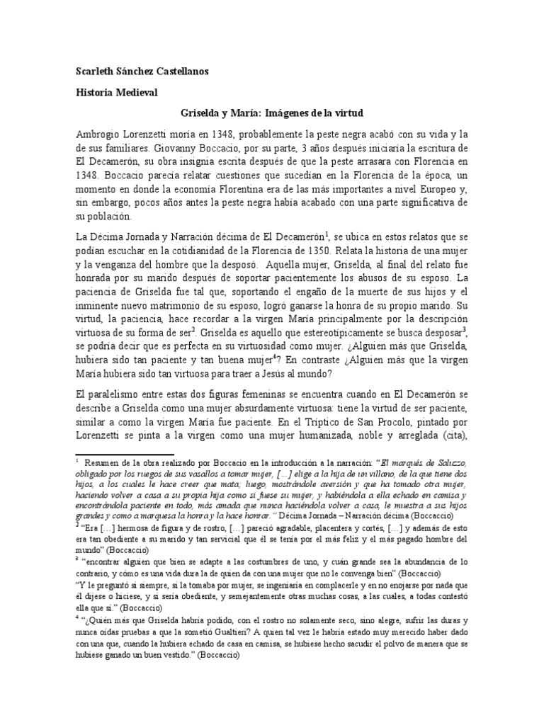 Griselda y María: Virtud Femenina en Boccaccio | PDF | El decameron ...