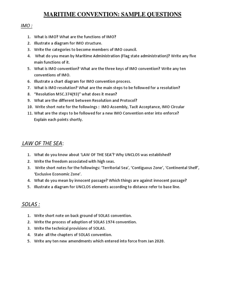 12.maritime Convention - Sample Questions | PDF