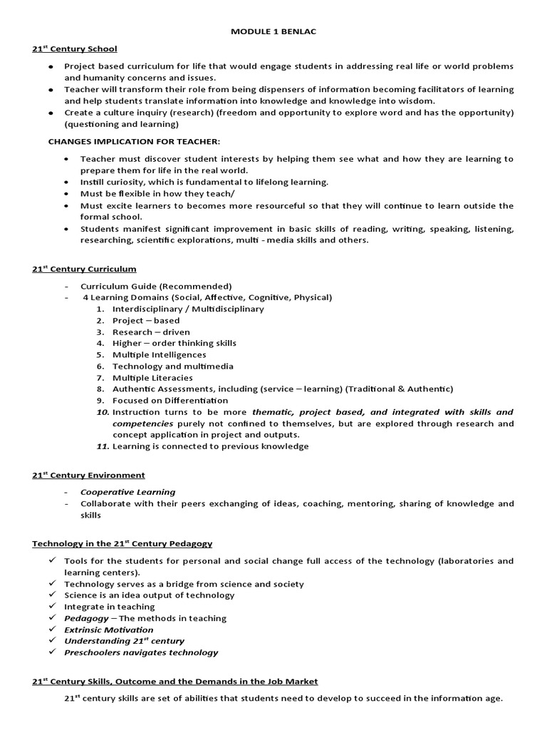 Module 1 Notes Benlac | PDF | Teaching Method | Learning