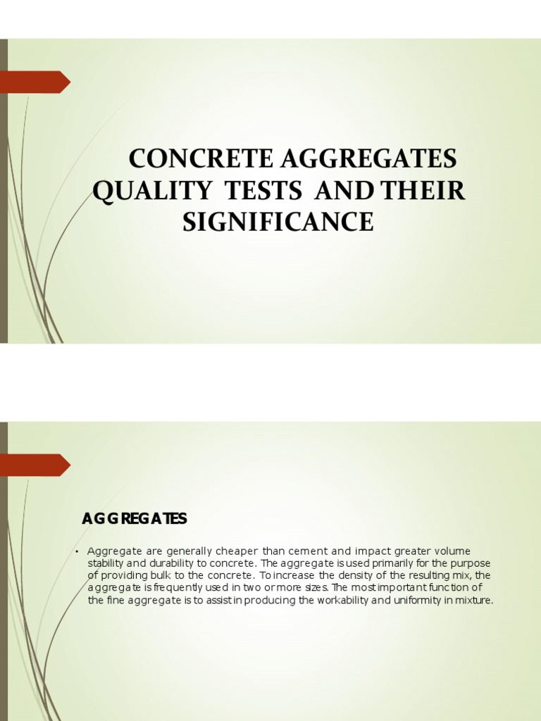 Concrete Aggregate Quality Tests | PDF | Concrete | Construction Aggregate