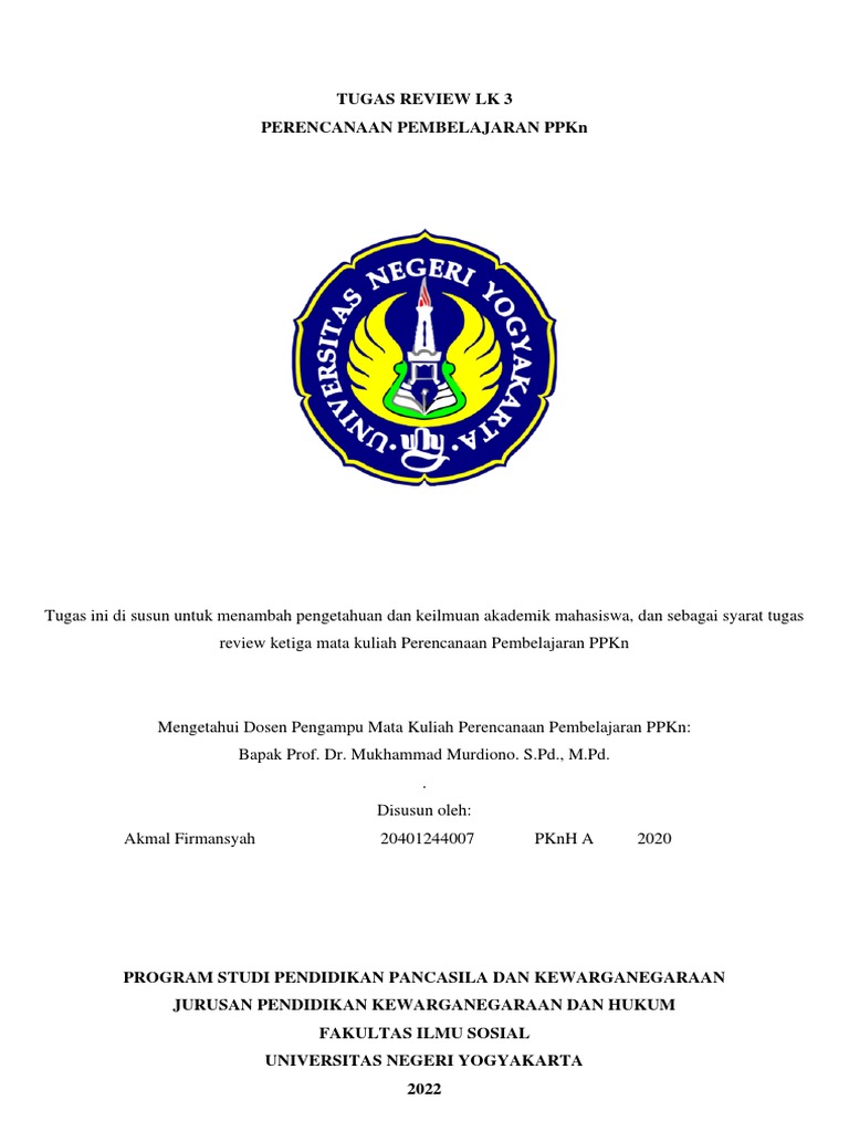 Akmal Firmansyah - Putri Banowati - PKNH A 2020 - Review LKM-3 - Perencanaan Pembelajaran PPKN ...