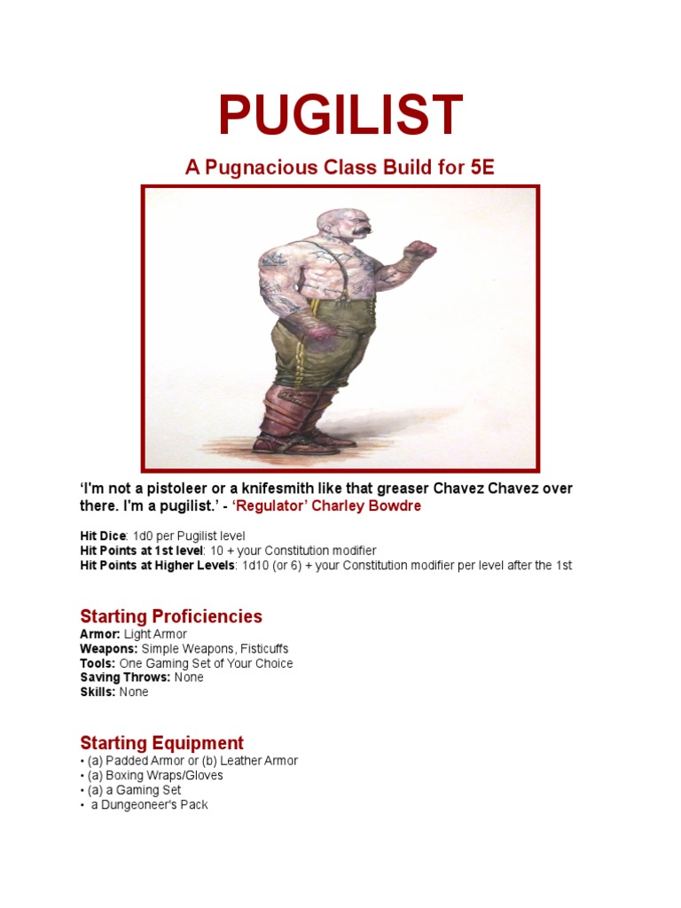 PUGILIST Class For 5e | PDF