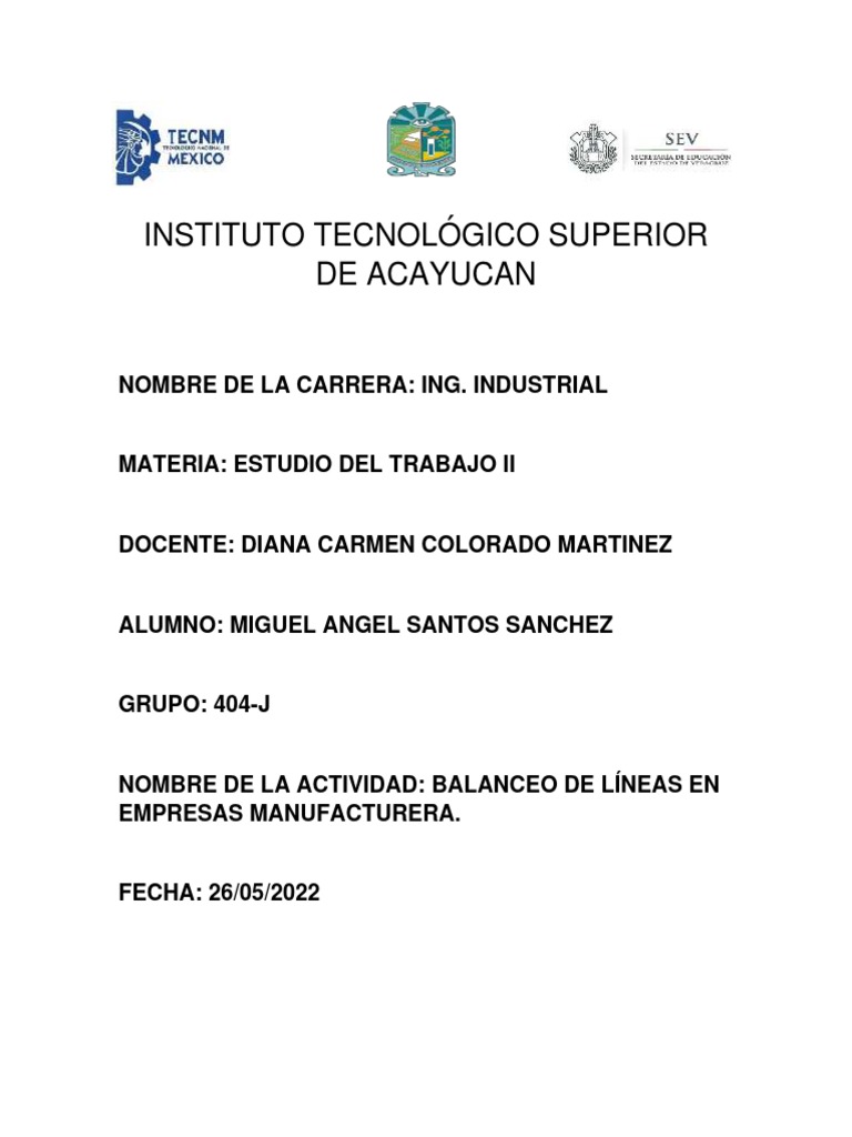 Balanceo de Líneas en Manufactura | PDF
