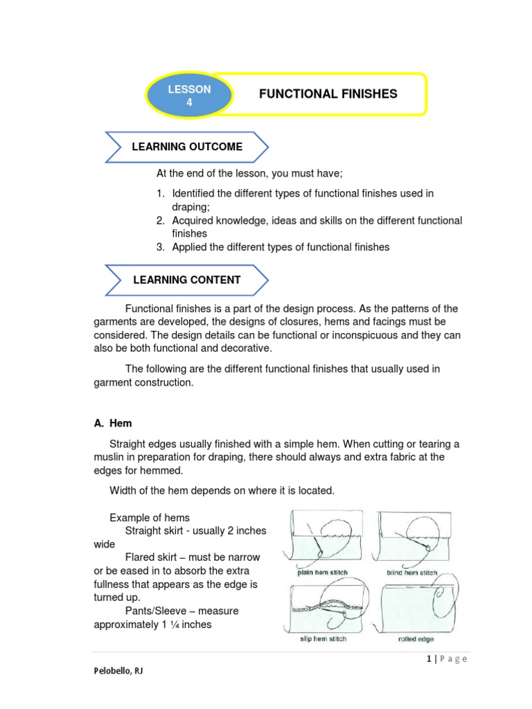 Module 1 Lesson 4 | PDF | Seam (Sewing) | Clothing