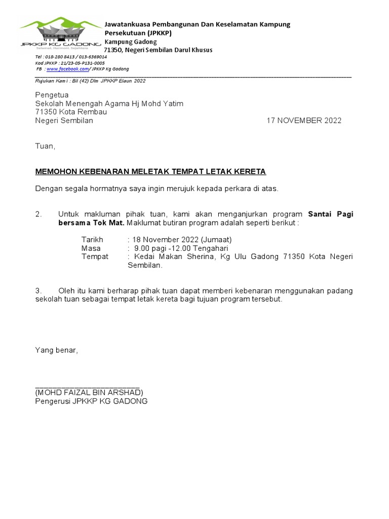 Surat Kebenaran Tempat Letak Kereta | PDF