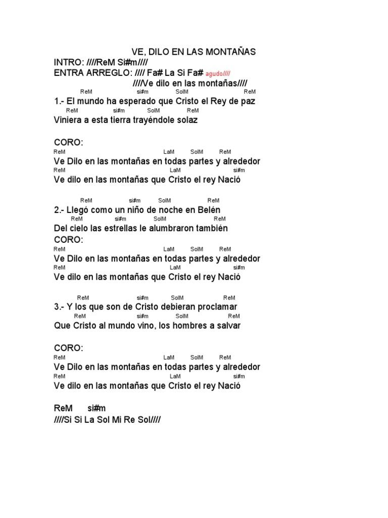 Himno Navideño: Ve Dilo en las Montañas | PDF