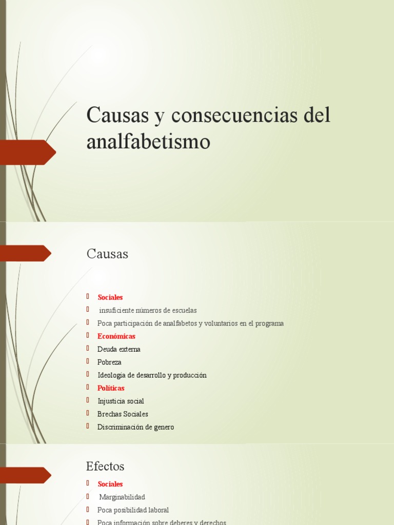 Causas y Consecuencias Del Analfabetismo | PDF | Literatura | Pobreza