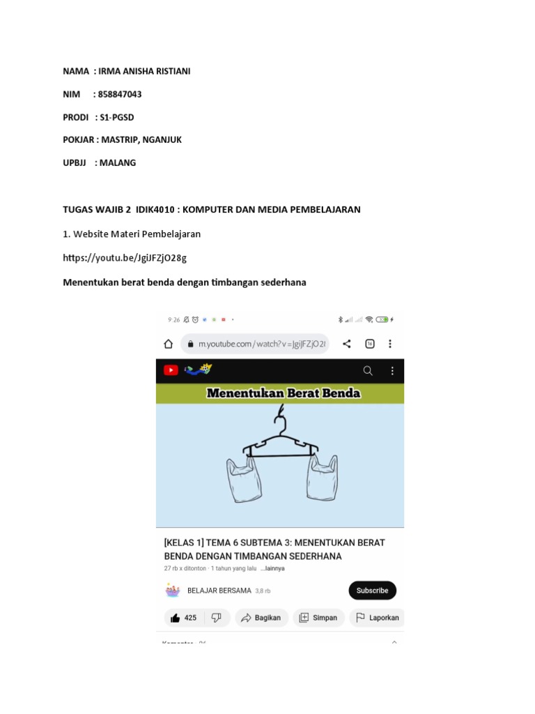 RPP Tugas 2 IDIK4010-IRMA ANISHA RISTIANI | PDF | Karier & Perkembangan