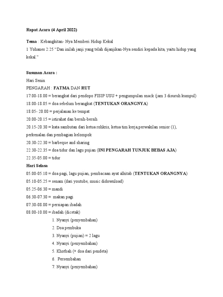 Susunan Acara Ibadah Paskah 2022 | PDF