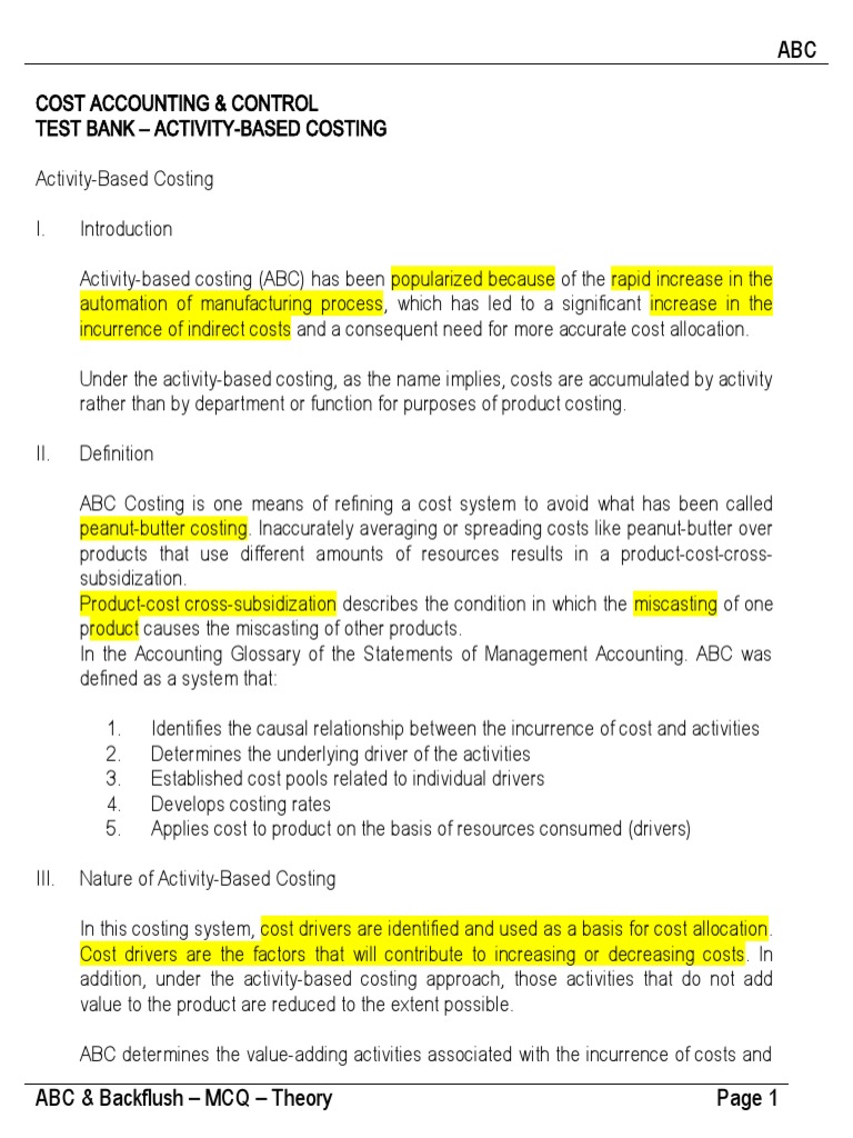 Test Bank ABC | PDF | Production And Manufacturing | Business