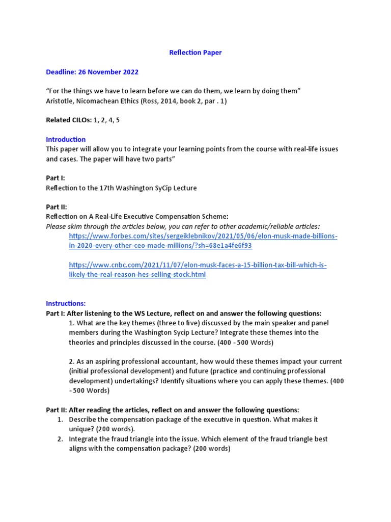 Reflection Paper-3rd Quiz | PDF