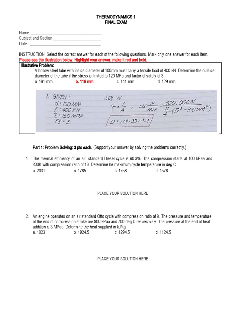 Final Exam Thermodynamics Q | PDF | Heat | Enthalpy