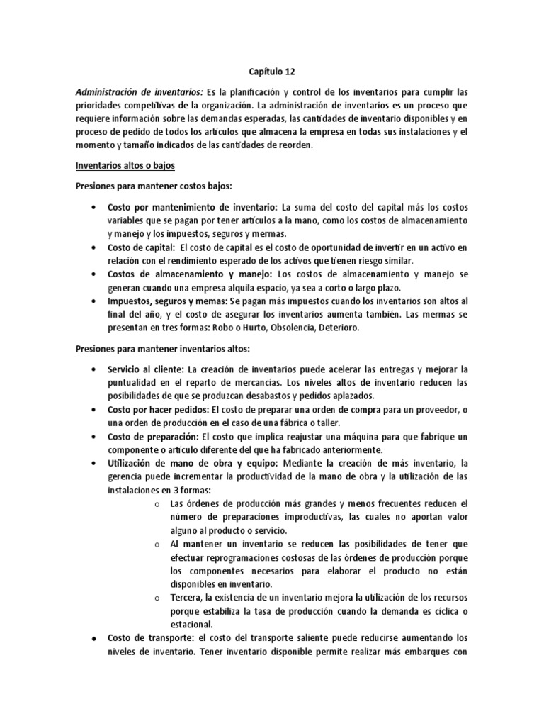 Capitulo 12 | PDF | Inventario | Negocios económicos
