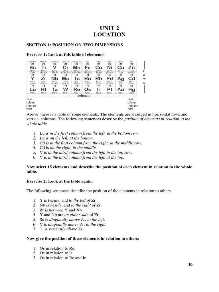 Unit 2 Describing Location PDF | PDF