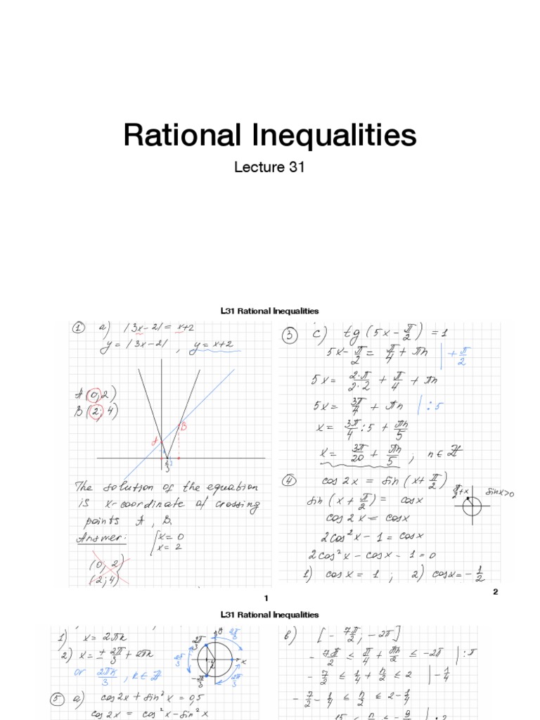 Lecture Rational Inequalities | PDF