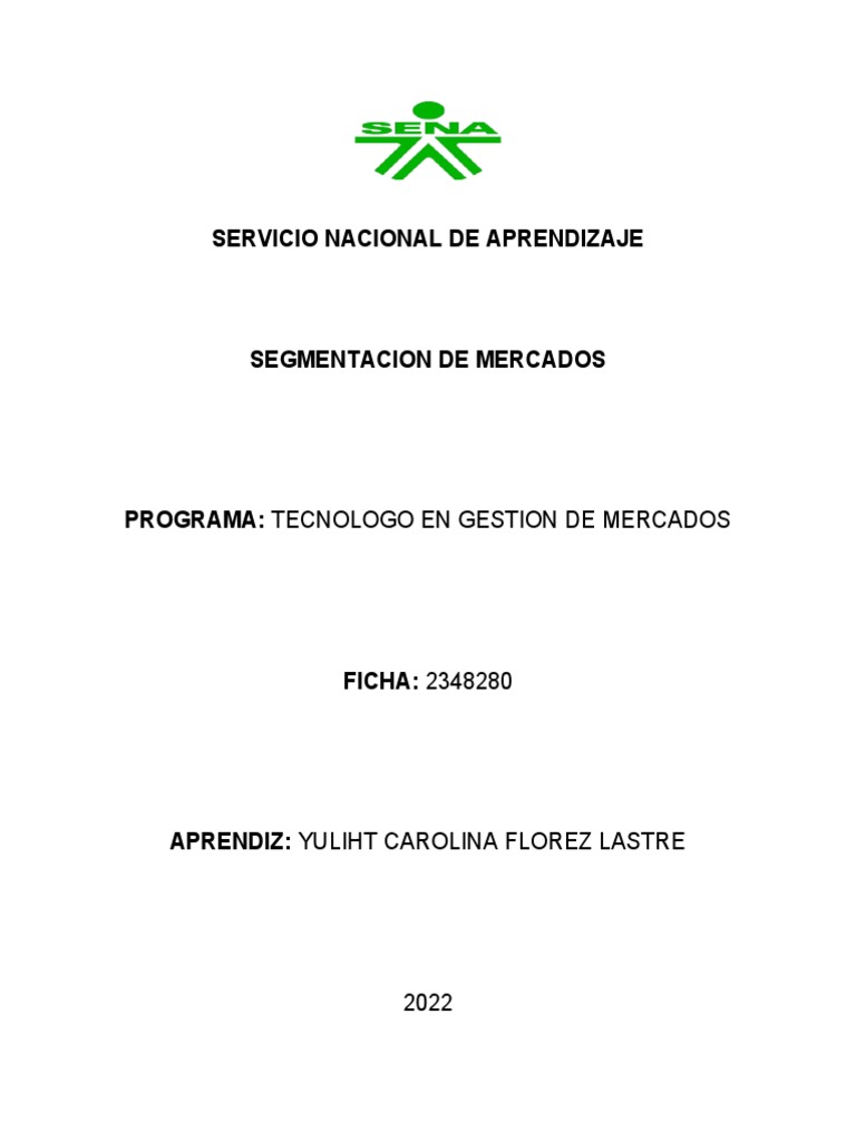 Segmentacion De Mercados Pdf Marketing Segmentación De Mercado