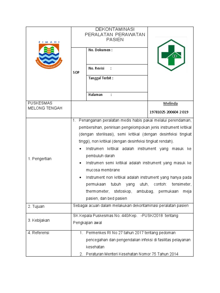 Sop Sterilisasi Alat Medis | PDF