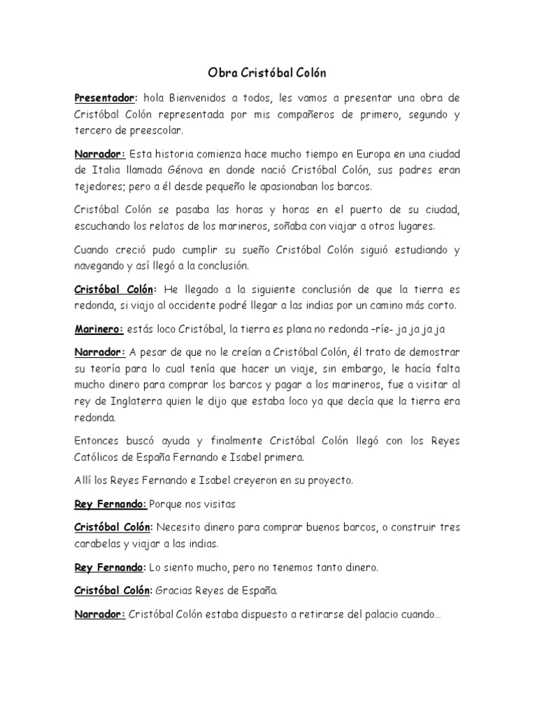 Obra Cristóbal Colón | PDF | Cristobal colon | Edad del descubrimiento