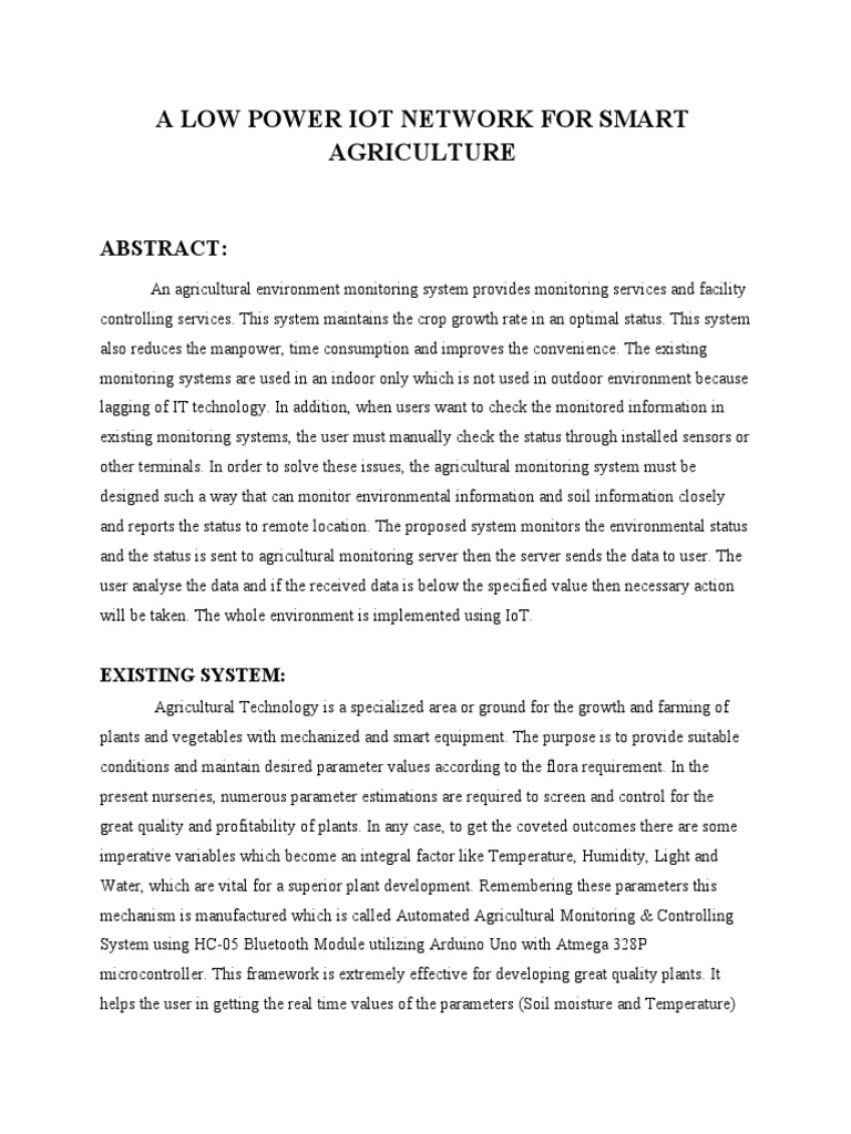010-A Low Power Iot Network For Smart Agriculture | PDF | Internet Of Things | Wireless Sensor ...