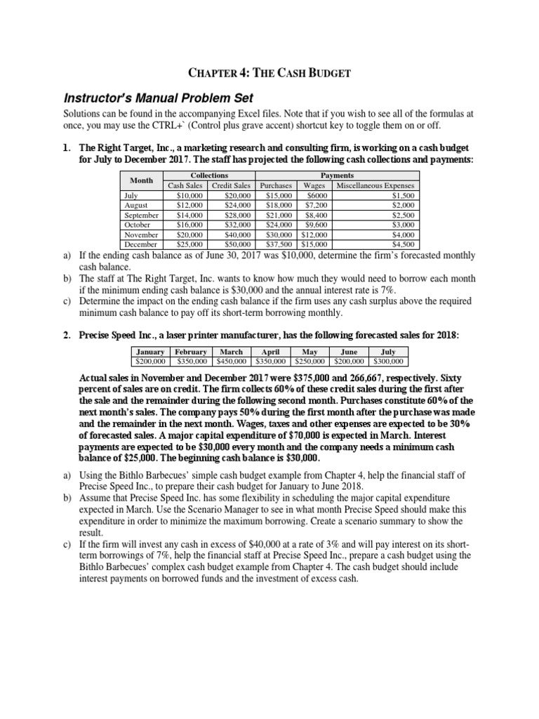 The Cash Budget: Solving Problems for The Right Target and Precise ...