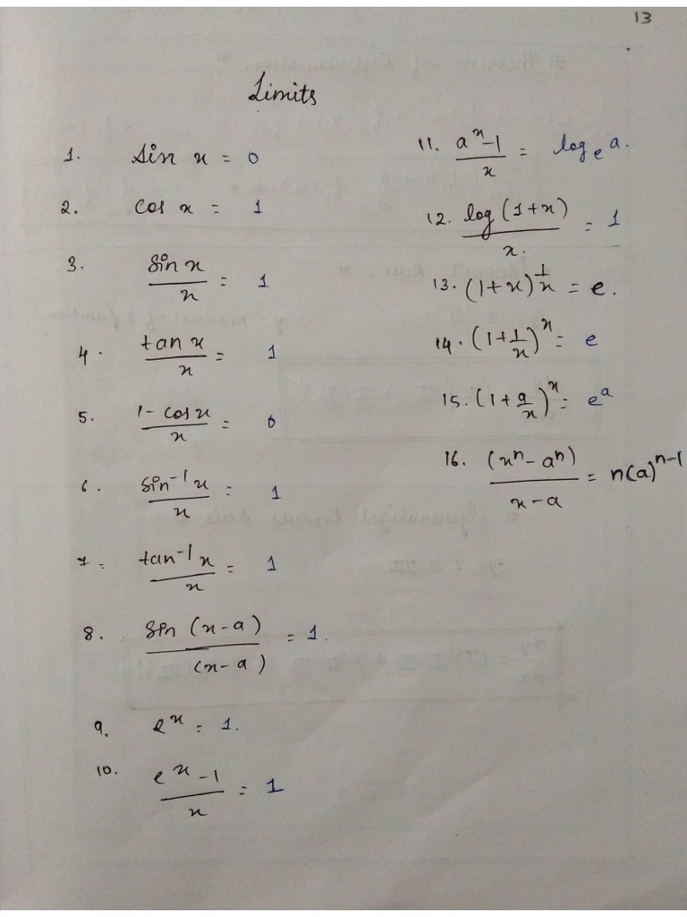 Limits Formulas | PDF