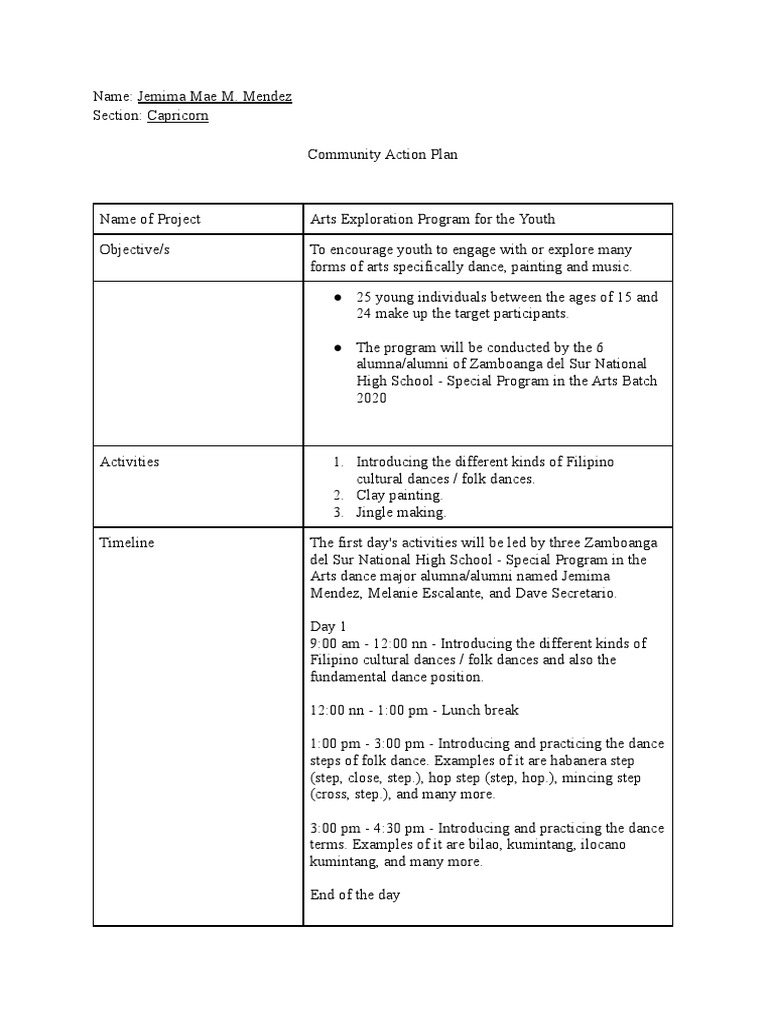 Cesc - Community Action Plan | PDF