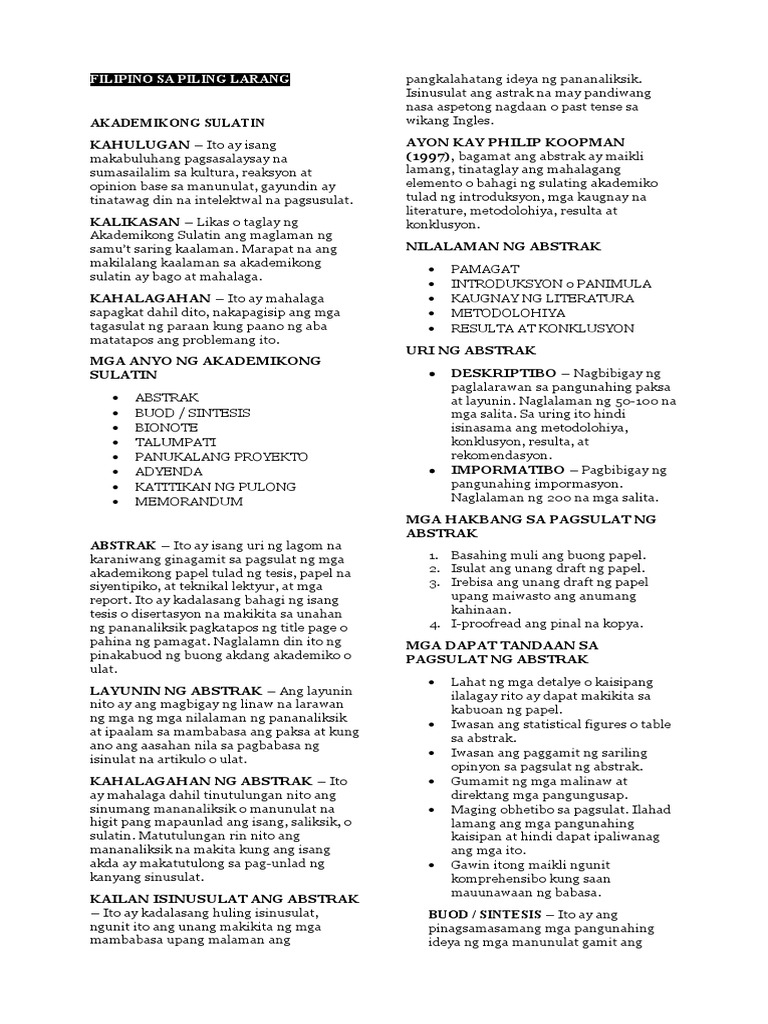 Filipino Sa Piling Larang | PDF