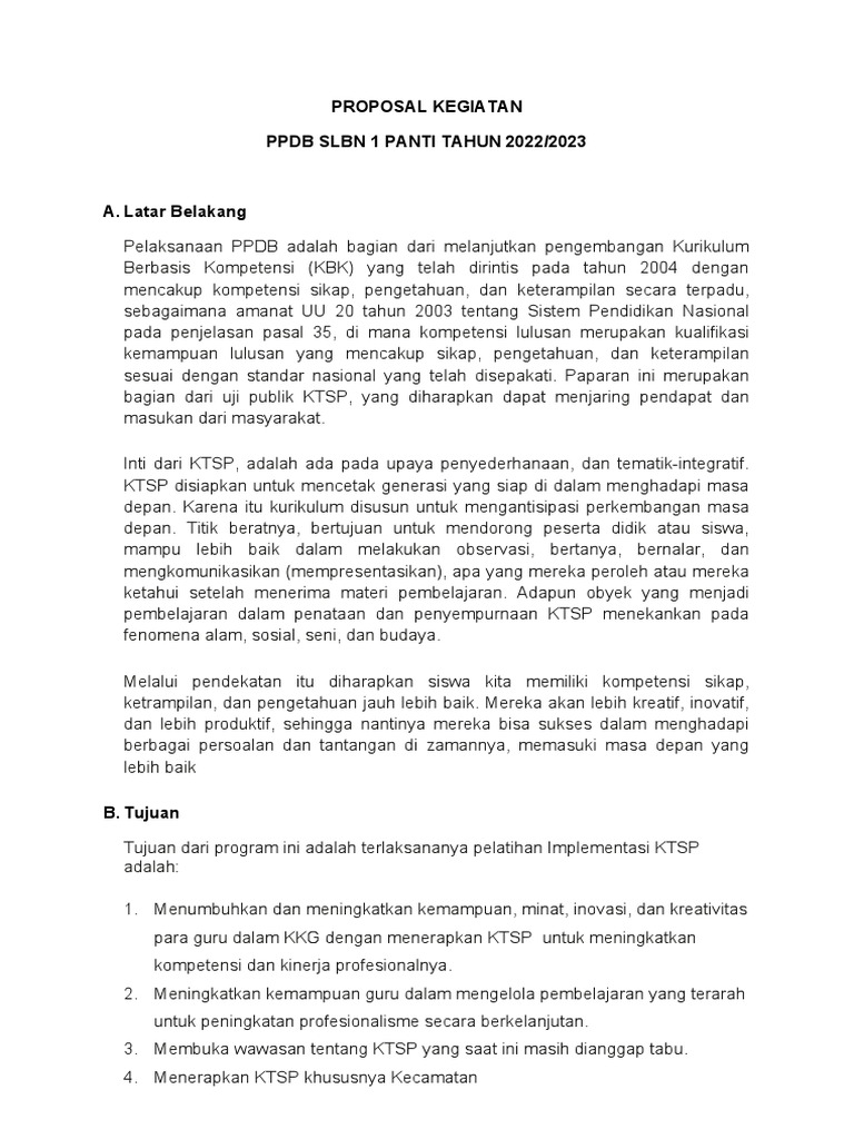 Proposal Kegiatan PPDB | PDF